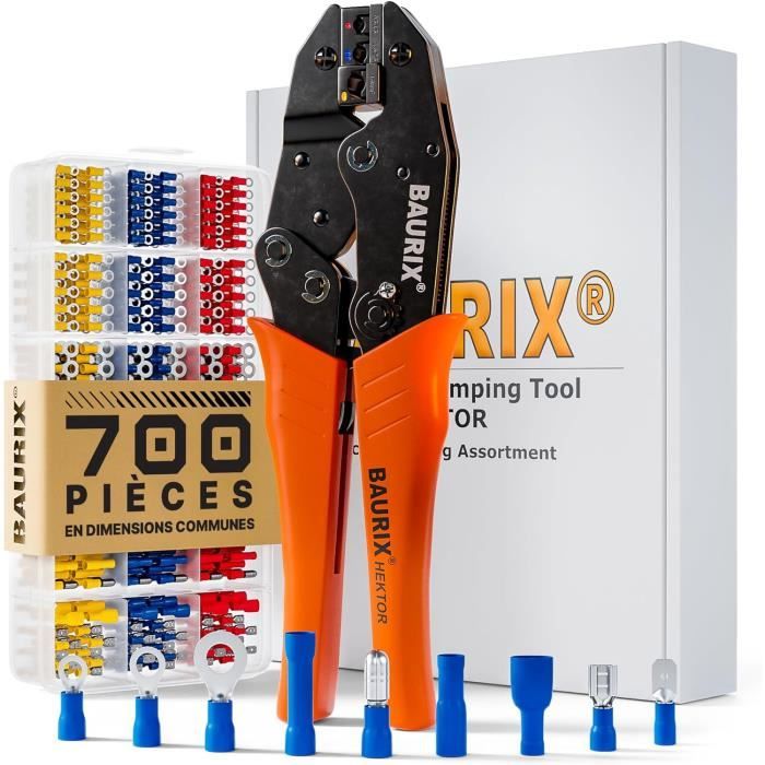 Pince à Sertir y Compris 700 Cosse Electrique Set Pince Sertir âble pour Cosses Electriques de ...