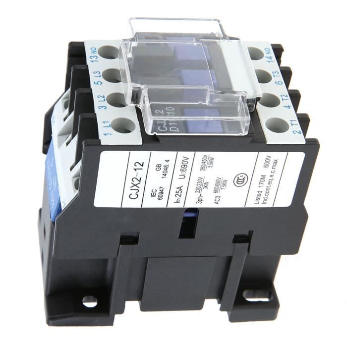 Cikonielf Contacteur AC CJX2-1210 Electric AC Contactor 220V 12A,High Sensitivity Industrial ...