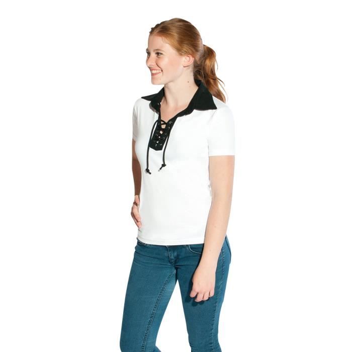 Polo femme - Style rétro Blanc-noir Blanc - Cdiscount Prêt-à-Porter
