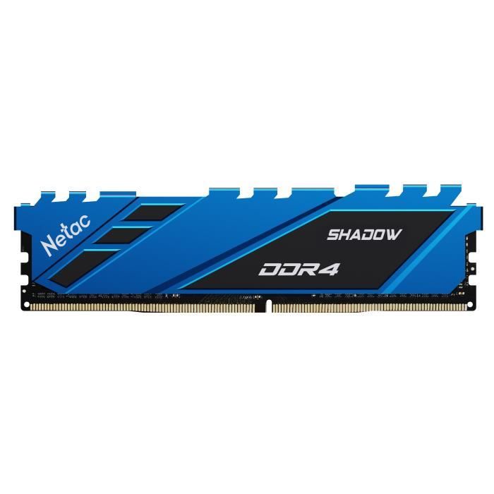 Netac Shadow DDR4-3200 16G C16 Bleu, UDIMM 288-Pin DDR4 - PC, PC4-25600, 1.35V, XMP,Single ...