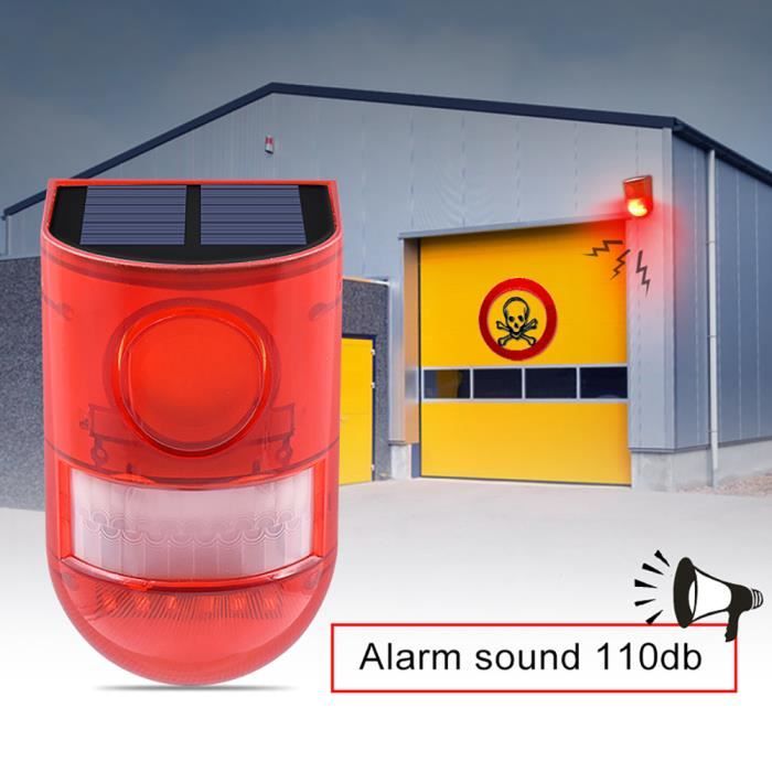 Alarme solaire lampe 110db avertissement sonore 6led lumière rouge IP65 ...