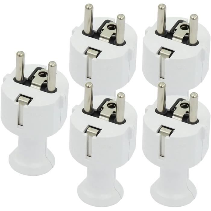 Lot De 5 Fiches Schuko Uni Schuko Droites Et Démontables 2P+Z Schuko ...