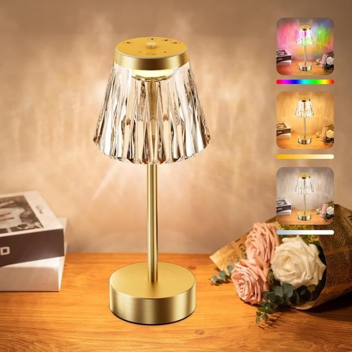 Lampe De Table, 4000Mah Lampe De Chevet Rechargeable Avec 5 Couleurs Rgb, Dimmable Lampe De ...
