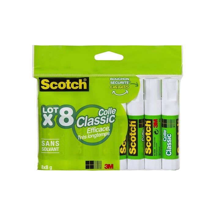 Bâtons de colle - SCOTCH - Lot de 8 - 8 g - Adhésif polyvalent - Idéal ...
