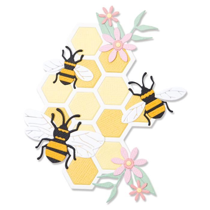 Gabarit d'estampe Sizzix Thinlits « Bee Hive » - SIZZIX - Gabarit d'estampe - Blanc - Adulte ...