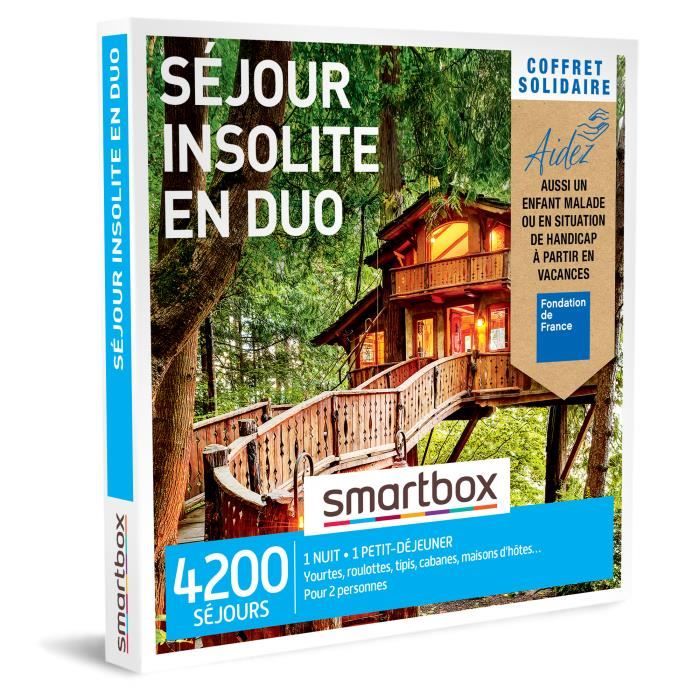 Smartbox - Coffret Solidaire Séjour insolite en duo - Coffret Cadeau - Inclus un don de 5 ...