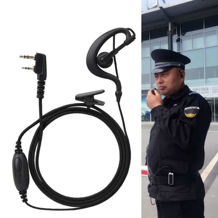 TMISHION casque PTT K Head Radio Talkie Walkie Casque Écouteur Écouteur avec Bouton PTT (Noir ...