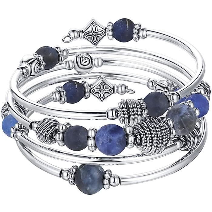 Bracelet Jonc Avec Perles Turquoises Et Pierres Naturelles - Cadeau D ...