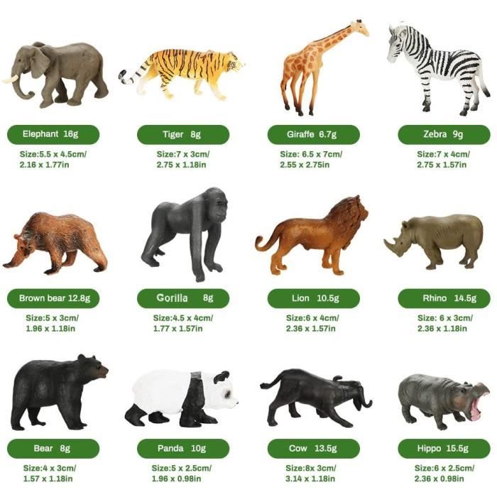 Ensemble de figurines d'animaux, 12 pièces de jouets d'animaux ...