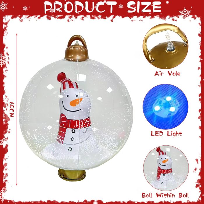 60 cm Giant Inflatable Christmas Ball in PVC, LED Inflatable Christmas ...