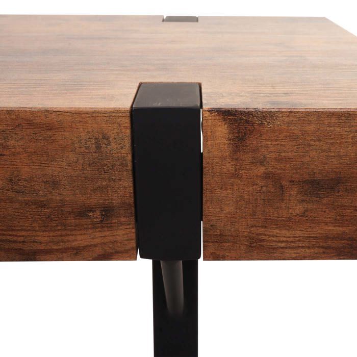 Meuble TV industriel 120x40x42 cm metal noir et MDF effet chêne sauvage ...