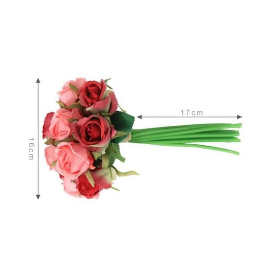 12 pcs - lots Fleurs roses artificielles Bouquet de mariage blanc Rose ...
