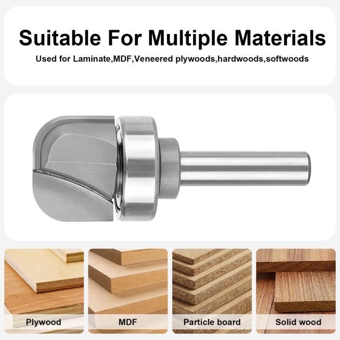 Fraise Bol et Plateau de Fraise Defonceuse 8mm Fraise à Rainure Ronde Outils à Bois 2 flûte ...