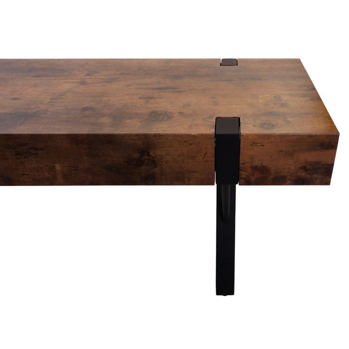 Meuble TV industriel 120x40x42 cm metal noir et MDF effet chêne sauvage ...