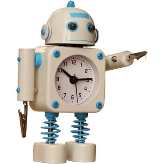 Réveil Robot En Métal Inoxydable - Réveil Sans Tic-Tac Avec Lumières ...