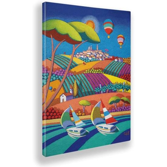 Cadre - Stefano Calisti - Paysage de mer et collines - Toile - Prêt à ...