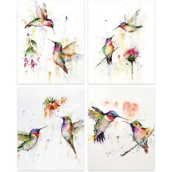 Impression D'Art Abstraite, Colibri Mural, Colibri Aquarelle, Colibri ...