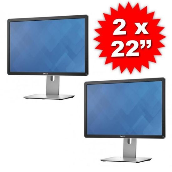 Lot DUAL SCREEN 2x Ecrans PC 22" Dell P2213f 44FGY VGA DVI DisplayPort ...