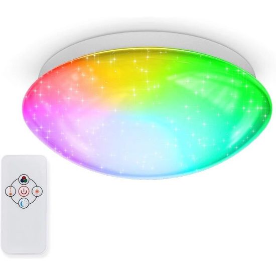 B.K.Licht Plafonnier LED décor étoilé, changement de couleur RGB ...