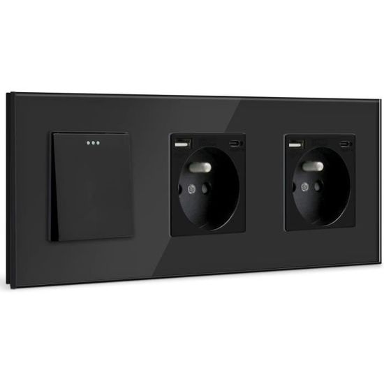Interrupteur Avec Double Prise Murale Usb Et 1 Type C Noir,1 Gang 1 ...