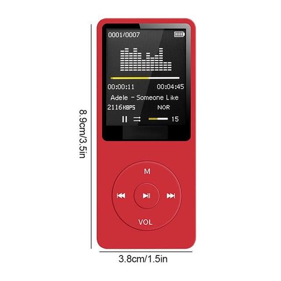 LECTEUR MP3,Red--Lecteur MP3 Portable Rechargeable, écran'affichage ...