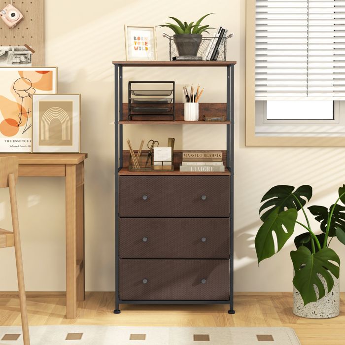 COSTWAY Étagère de Rangement à 3 Tiroirs, Armoire de Rangement Commode ...