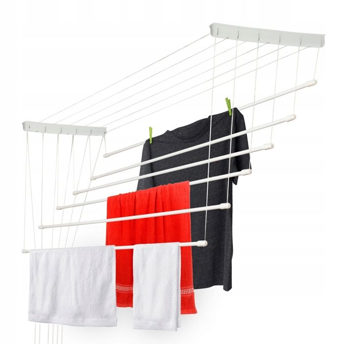 KADAX Etendoir a Linge au Plafond avec Tiges en Acier, Pratique Systeme ...