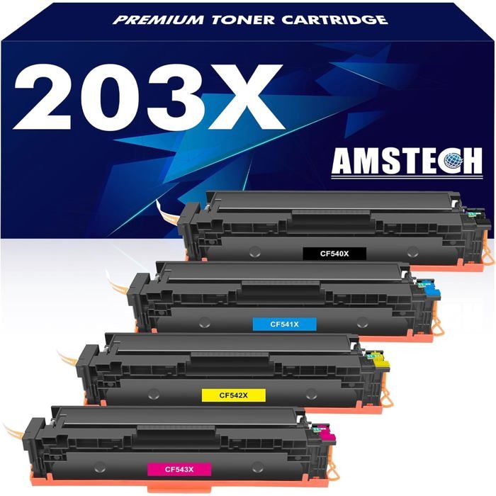 4-Pack of 203X 203A Toner Cartridges for HP 203X 203A CF540X CF540A ...