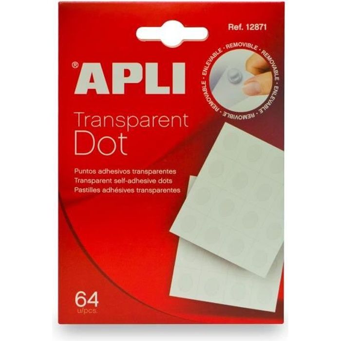 Pochette de Pastilles Adhésives - APLI - 64 Pastilles - Silicone Non ...