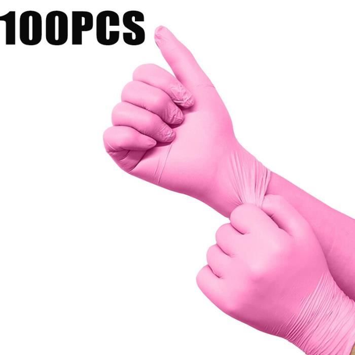 Gant ménage-vaisselle,Gants roses jetables en Nitrile pour femmes,100 ...