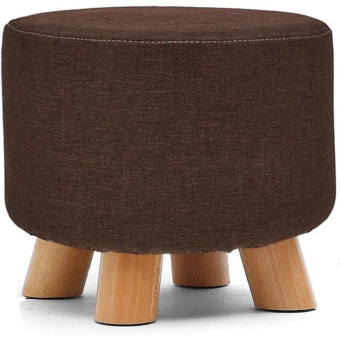 Repose-Pieds Pouf Rond Avec Pieds En Bois Stables Repose-Pieds En Tissu ...