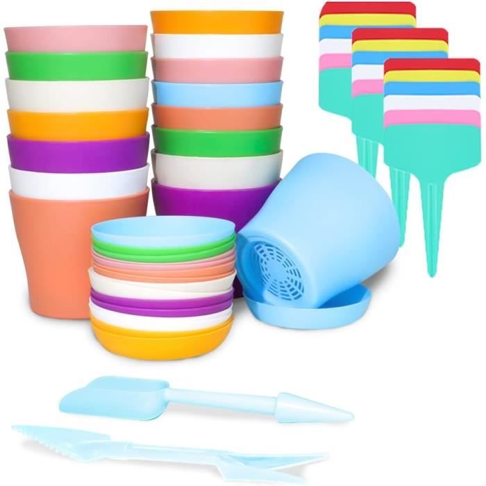 Lot De 36 Pots De Fleurs En Plastique Colorés, 16 Petits Pots De Fleurs ...
