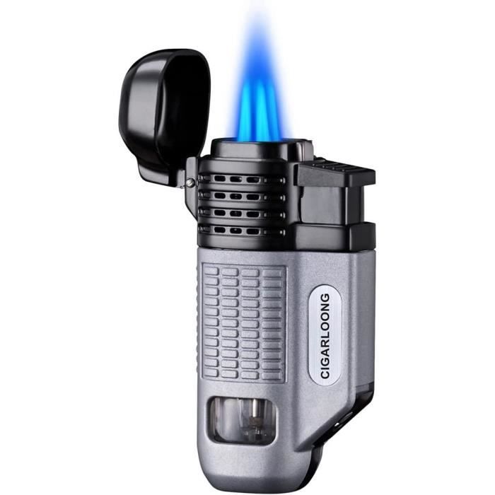CIGARLOONG Allume-Cigare 4 Jet Torch Bleu Flamme Rechargeables au ...