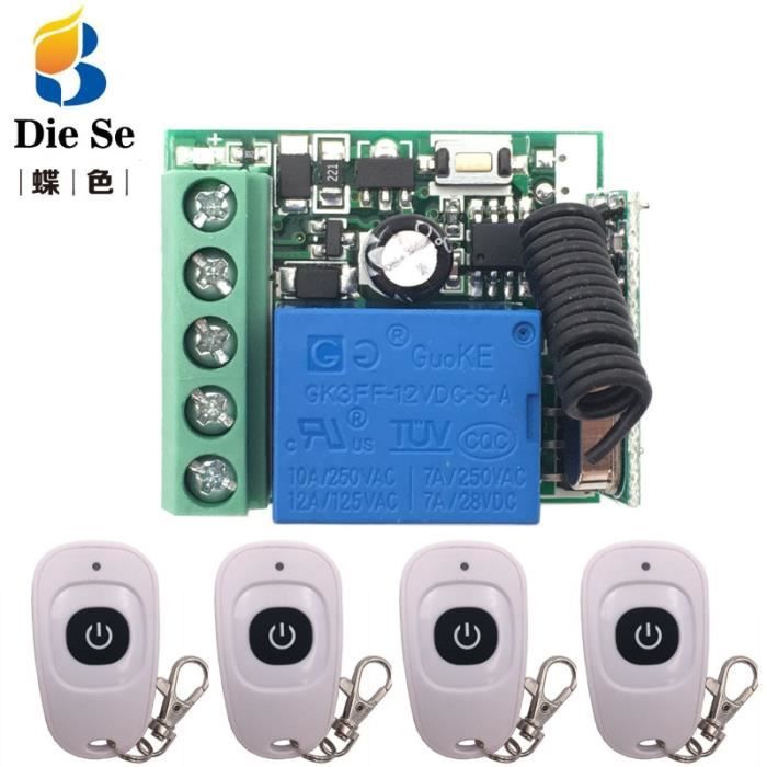 Couleur 1RC 4B Télécommande sans fil 433MHz DC 24V 10A 1CH récepteur et ...