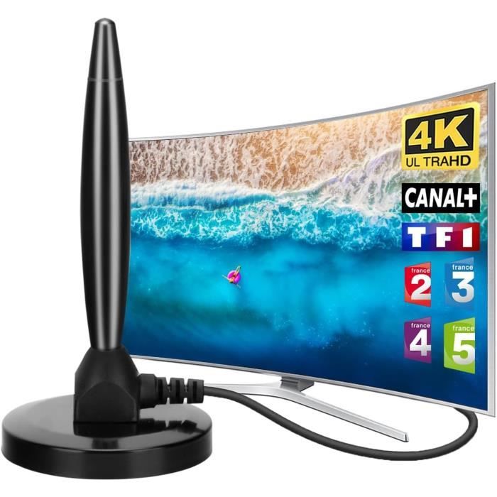 Antenne TV Intérieur Puissante TNT HD – Reception Longue Portée à 360 ...