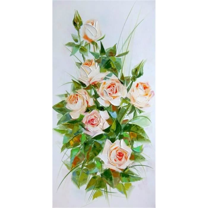 Diamond Painting Rose Rose Fleur, Peinture Diamant Adaptée Aux Enfants ...
