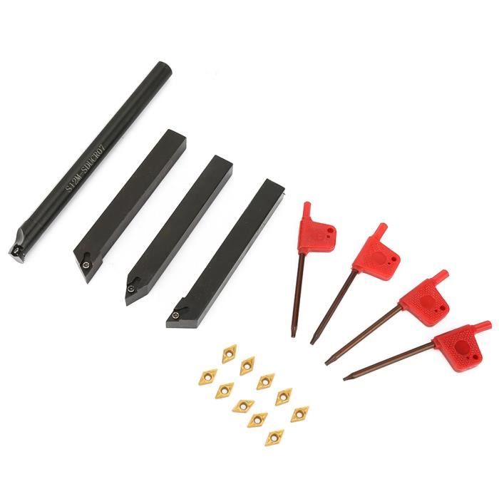 EJ.life porte-outil d'alésage 10 pièces DCMT070204 lames d'inserts en carbure + 4 pièces barre d ...