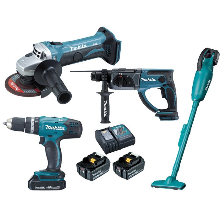 Ensemble de 4 machines 18V (DHP453 + DGA452 + DHR202 + DCL180) + 2 ...