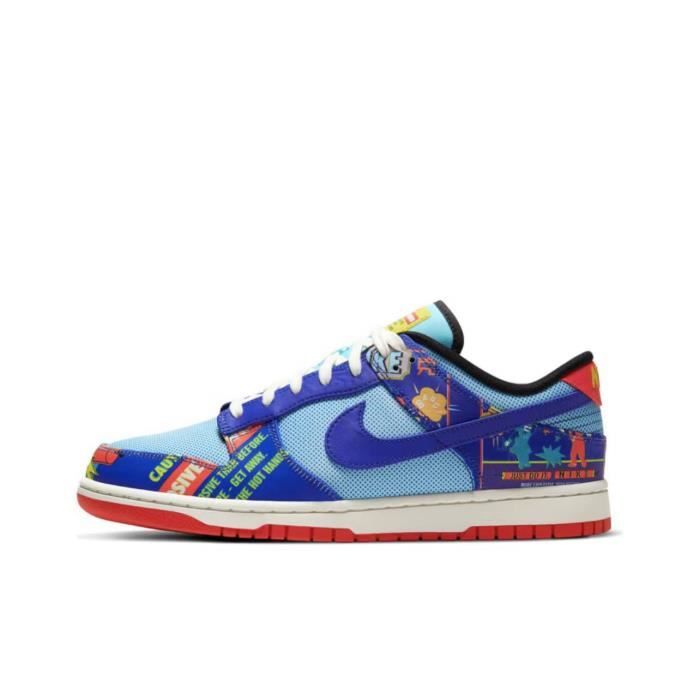 Basket Nike Dunk Low Retro og firecracker Bleu Rouge - Mixte - Textile ...