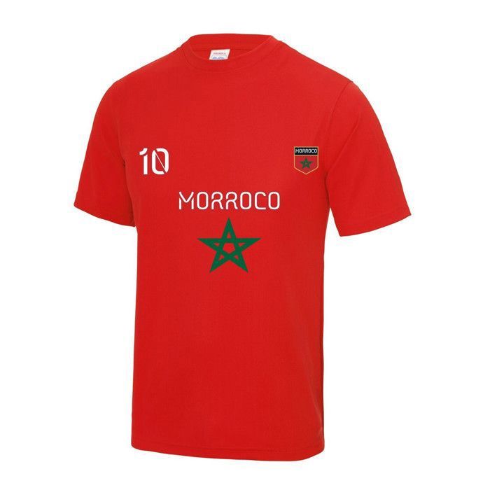 Tee shirt - Foot Maroc - Homme - Rouge - 100% polyester - Taille XS à ...