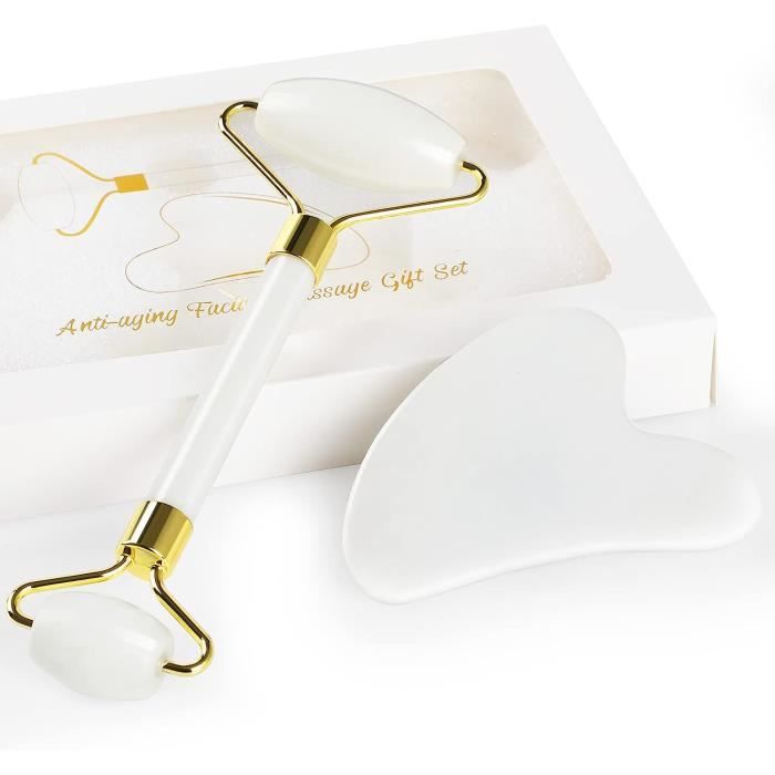 GeeRic Jade Roller&Gua Sha Scraping Massage Tool, Quartz anti-âge 100% ...
