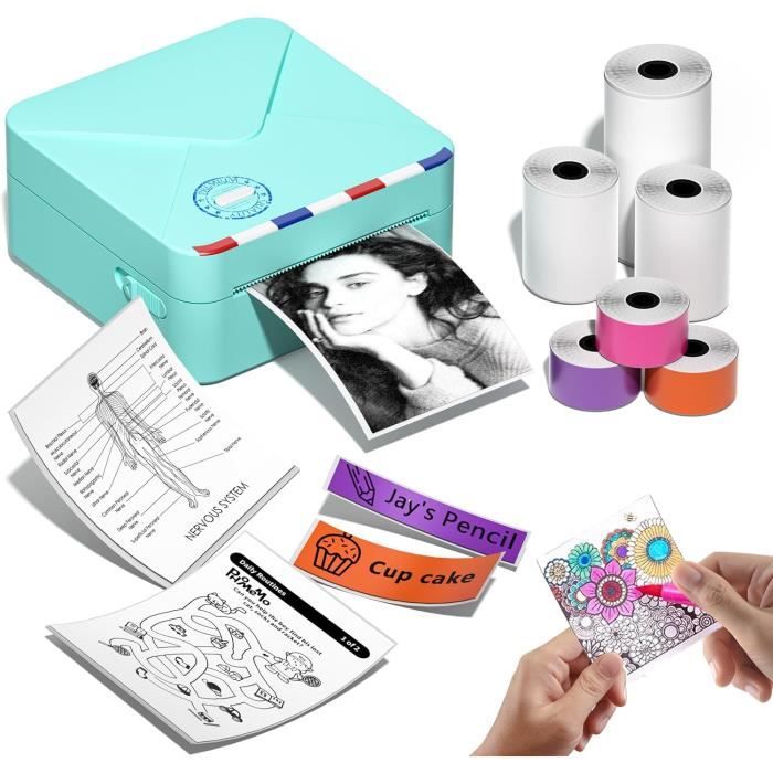 M02S Imprimante Portable,300Dpi Mini Imprimante De Poche Bluetooth ...