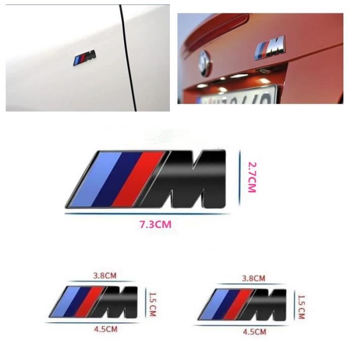 M badge emblème noir pour BMW 2PCS 45 mm*15 mm et 73 mm*27 mm ...