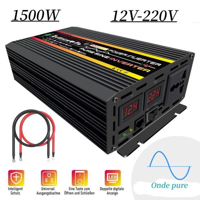 Convertisseur Pur Sinus 1500W-DC 12V à AC 220VOnduleur - Cdiscount Auto