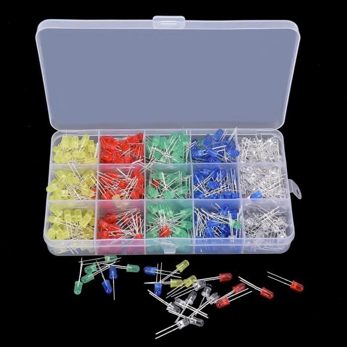ZJCHAO Diode LED Kit de diodes LED 5mm, 20mA 500pcs 5 couleurs ...
