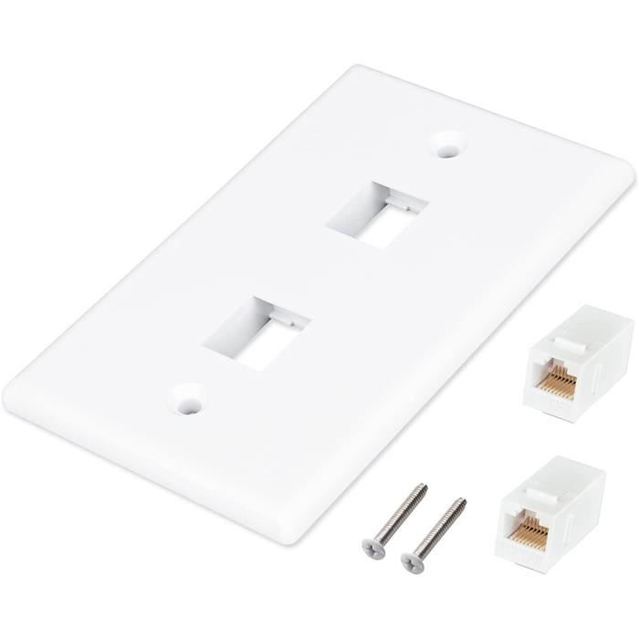 Lot de 4 Plaques Murales Ethernet 2 Ports, Prise Murale Cat6 Vers RJ45 ...