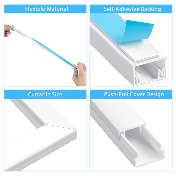 Moulure - goulotte - cache fil - plinthe - gaine range-fil - clips ...