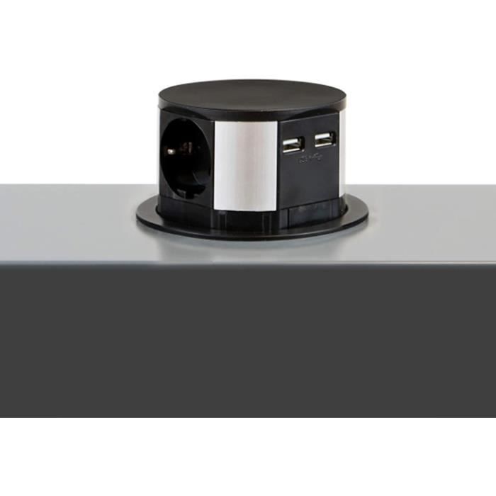Bloc multiprise escamotable avec 3 prises Schuko EU et 2 ports USB ...