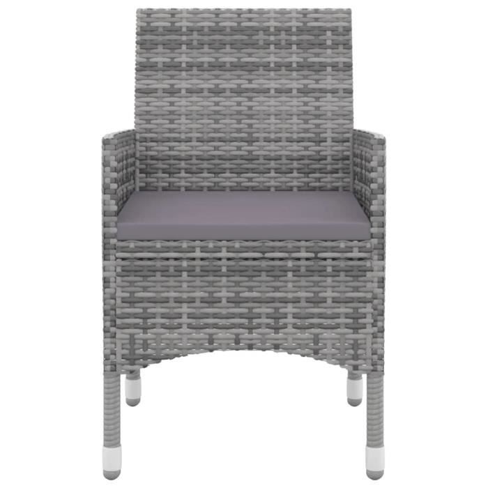 LEX Mobilier à dîner de jardin coussins 5 pcs Résine tressée Verre ...
