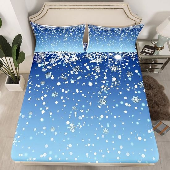 Drap Housse 120X190 Nol 3D Flocon De Neige Drap-Housse 120 X 190 Drap ...